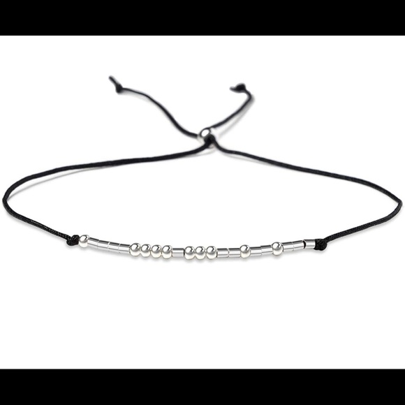 Jewelry | Morse Code Bracelet Sterling Silver Beads On Silk | Poshmark